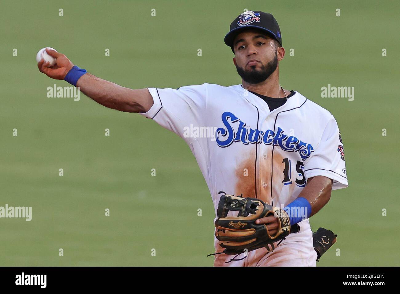 Biloxi, Mississippi, USA. 28th June, 2022. Biloxi Shuckers infielder ...