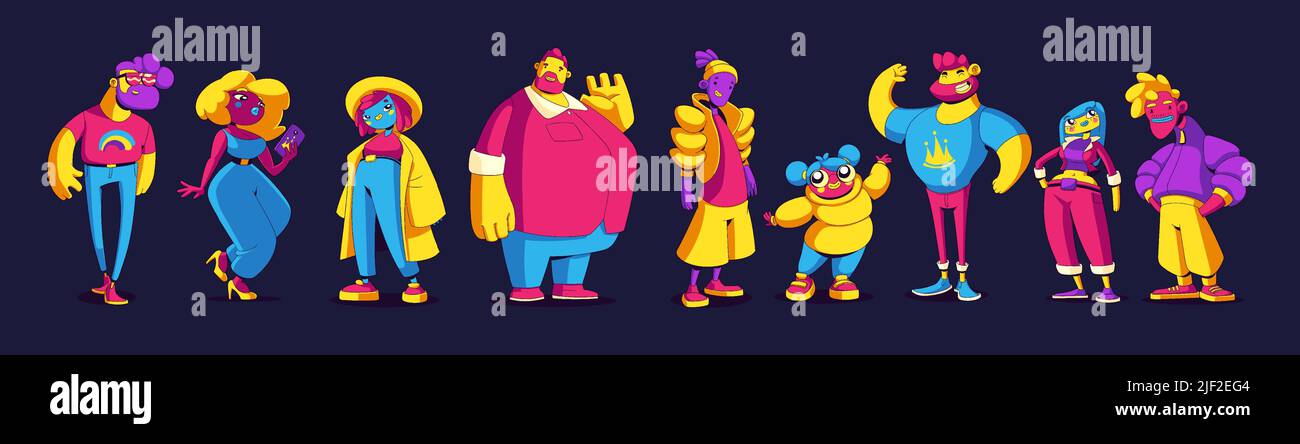 Contemporary art with funny abstract characters. Vector cartoon set of ...