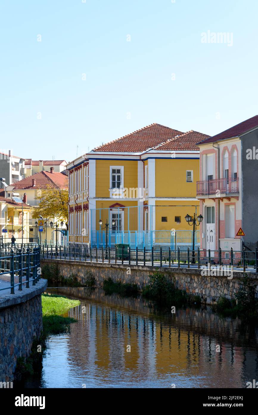 Beautiful neoclassical buildings at a famous winter destination ...