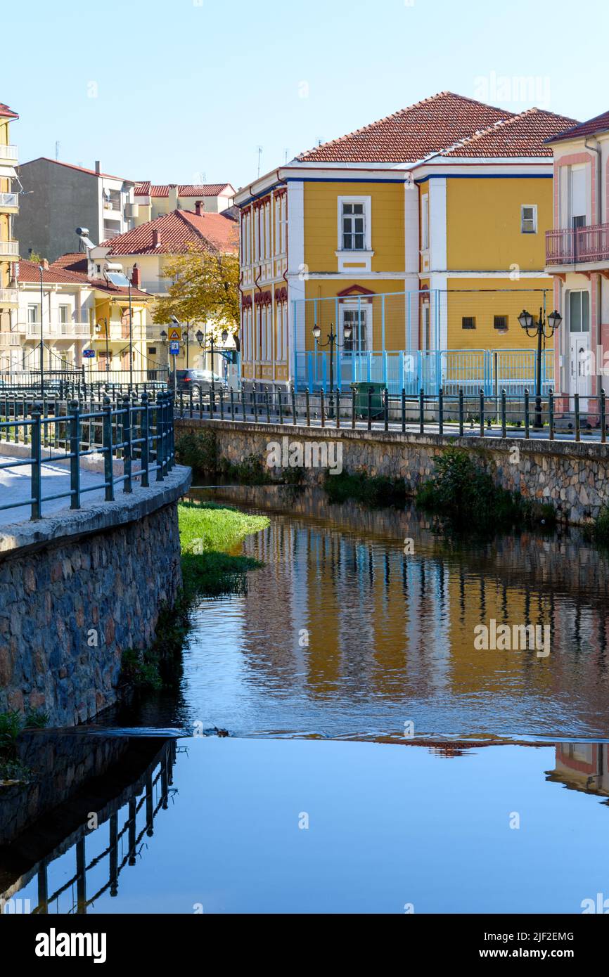 Beautiful neoclassical buildings at a famous winter destination ...