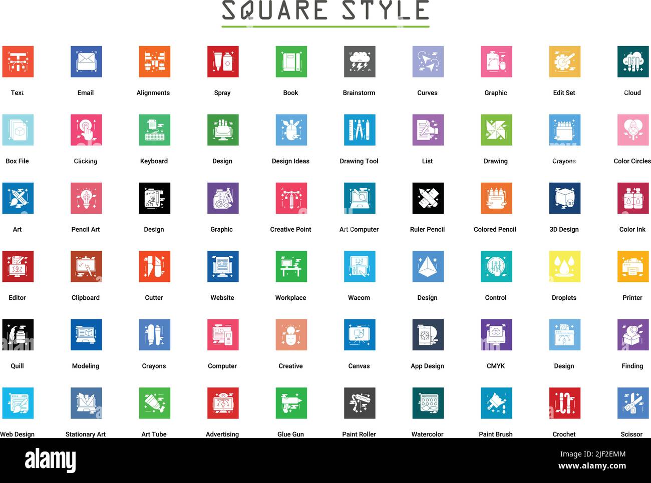 Art & Designing, drawing and web and graphic design icons set. Glyph ...