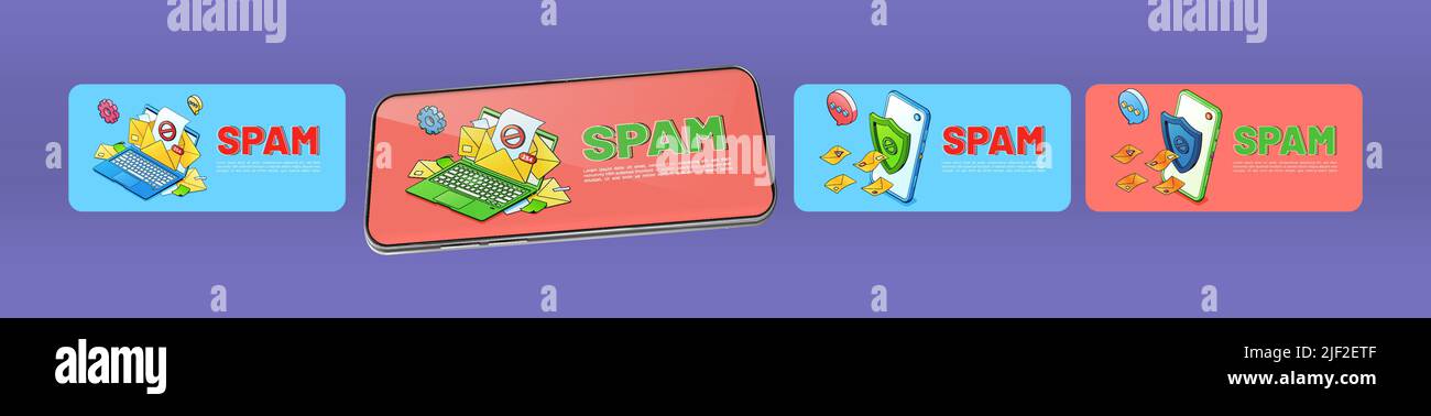 Spam presentation slides for mobile phone. Concept of email security ...