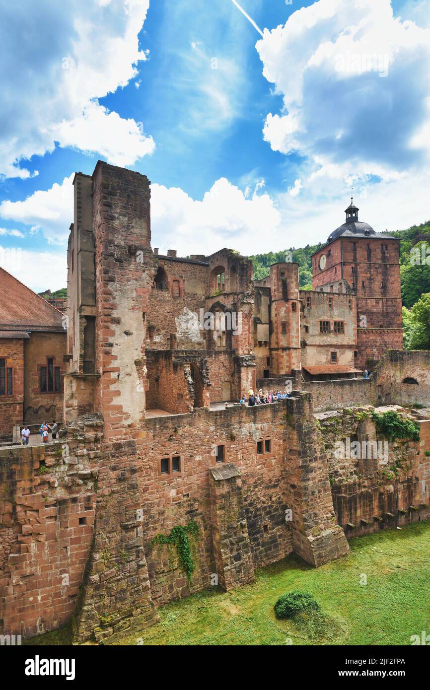 Heidelberg, Germany - June 2022: Tourists standing in historic ...