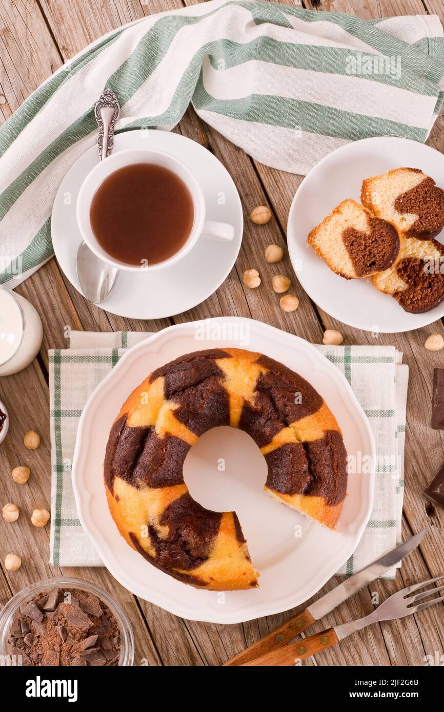 Marble ring cake Stock Photo - Alamy
