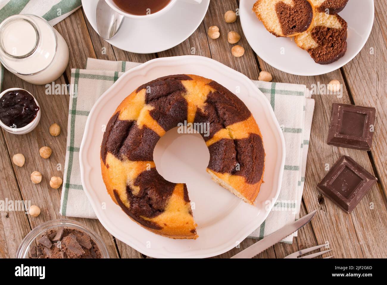 Marble ring cake Stock Photo - Alamy