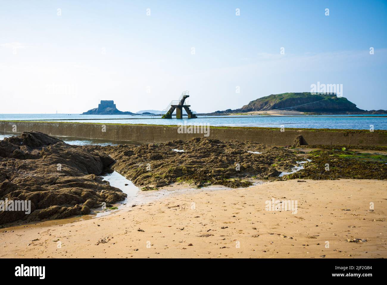 Saint-Malo natural swimming pool and diving, brittany, France Stock ...