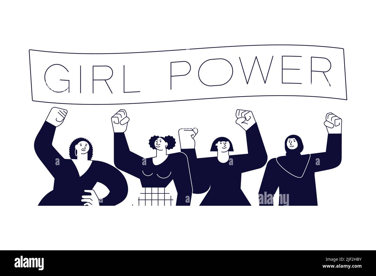 Girl power and feminism concept. Women of different nationalities and ...