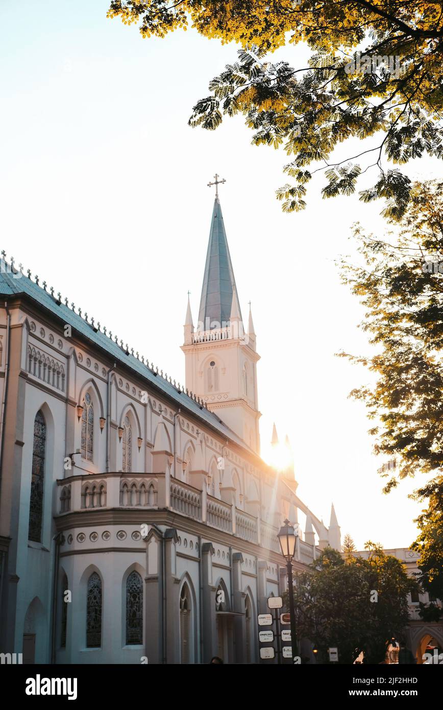 A vertical shot of Chijmes Hall is a historic building complex and a ...