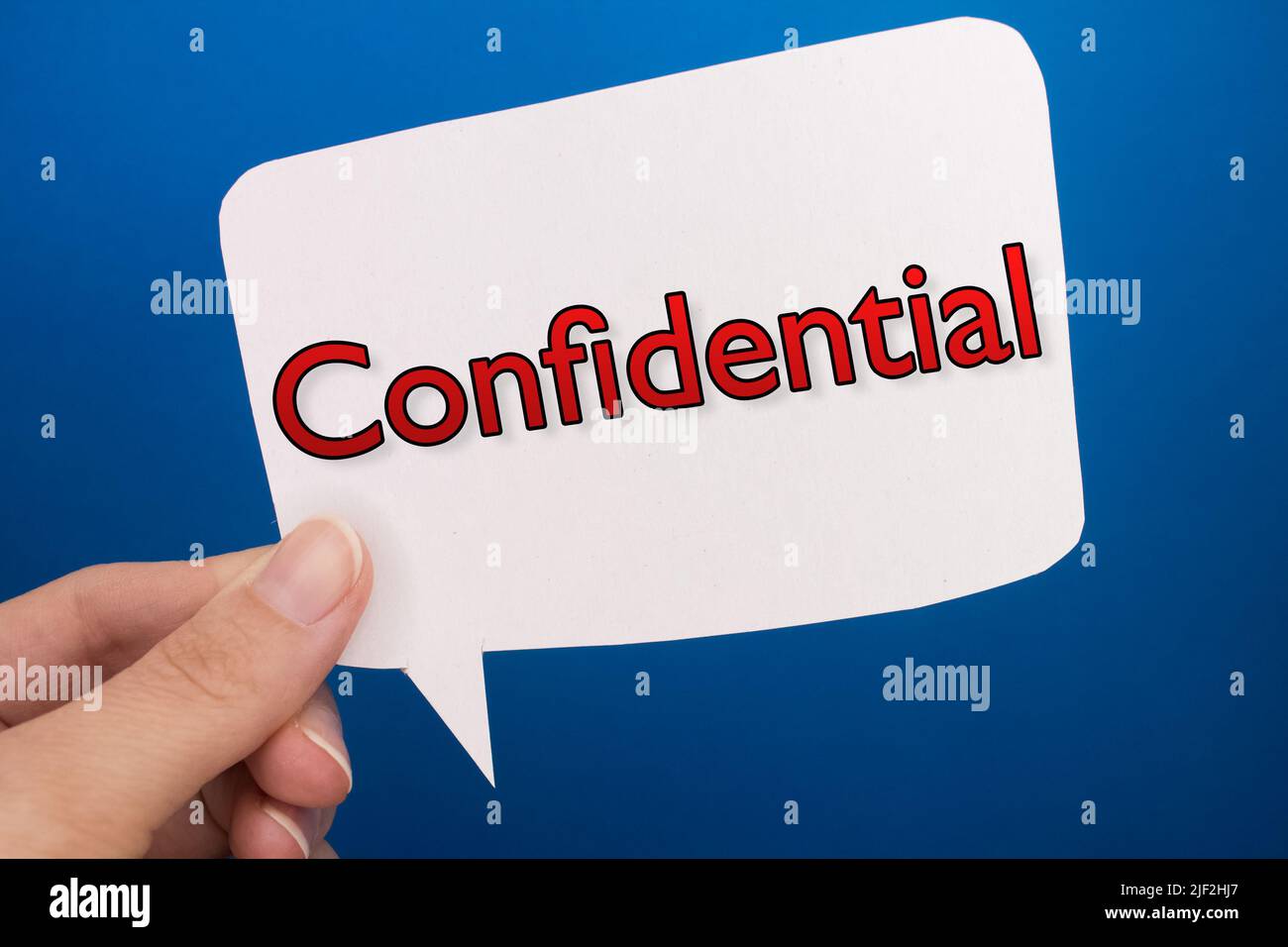 Speech bubble in front of colored background with Confidential text ...