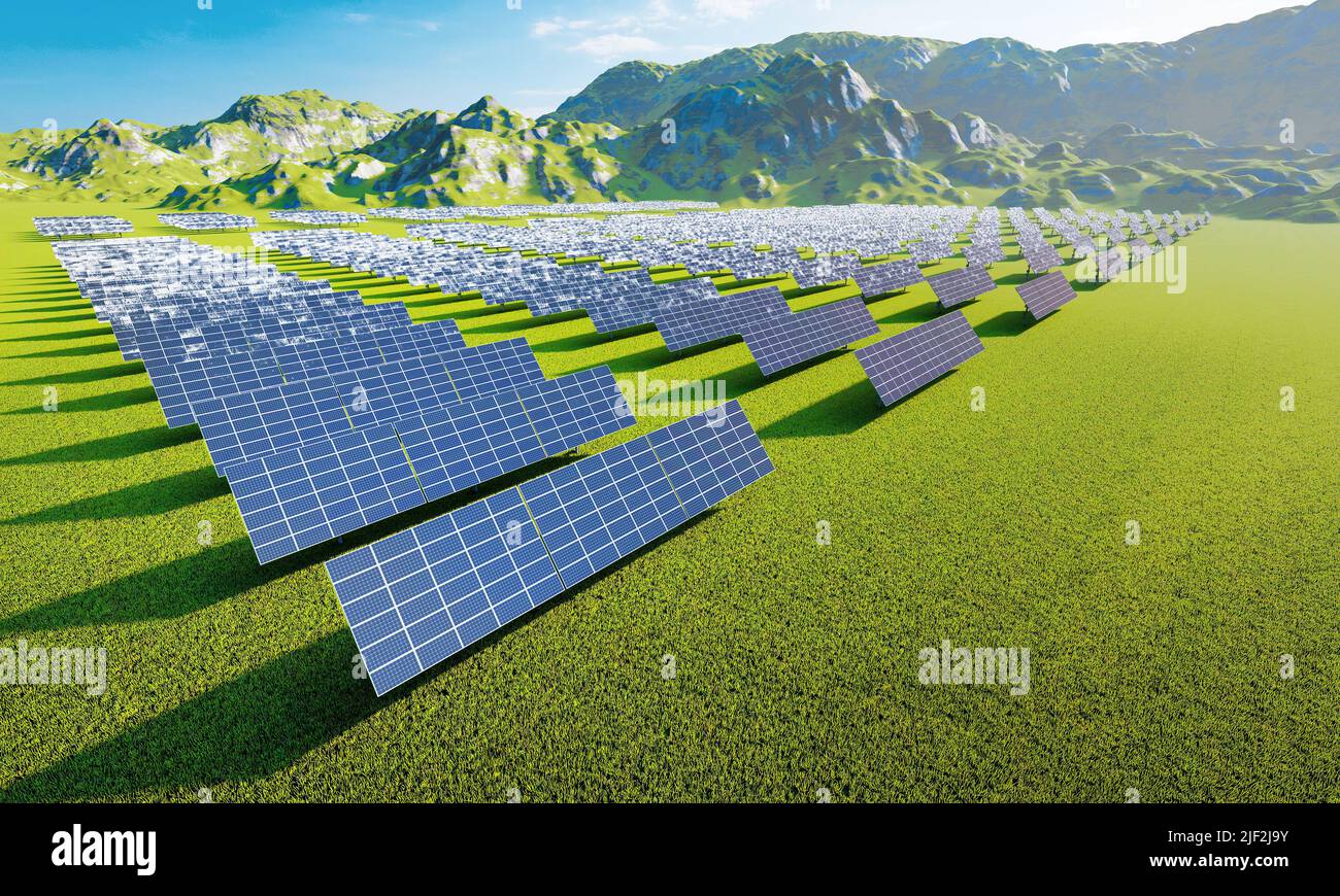 Solar power station with solar panels for producing electric power ...