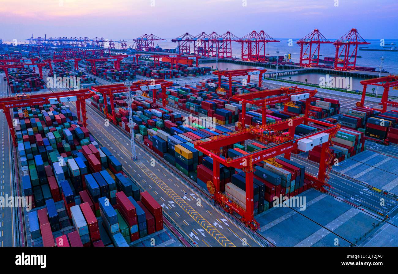SUZHOU, CHINA - JUNE 25, 2022 - A view of taicang Port Phase IV ...