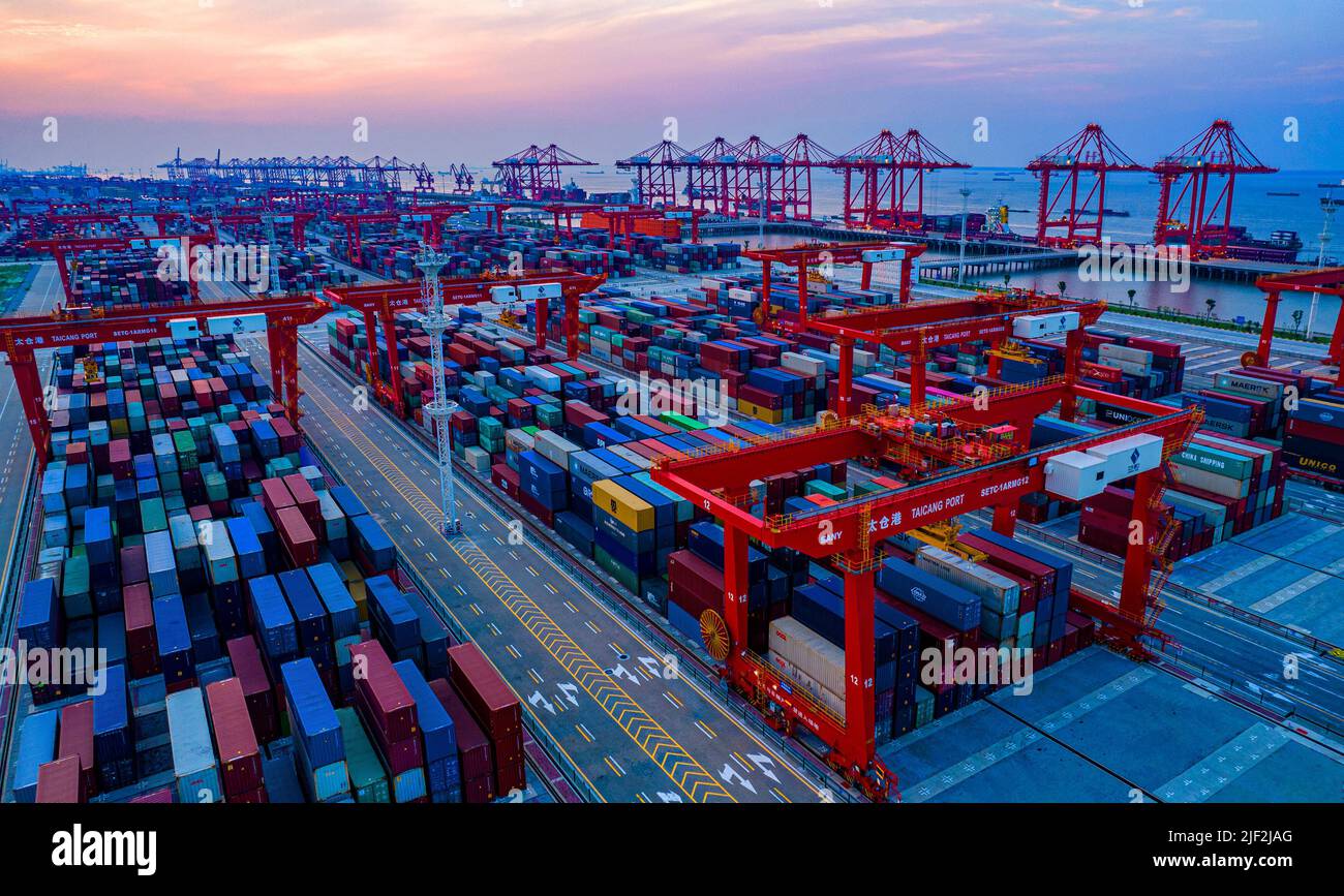 SUZHOU, CHINA - JUNE 25, 2022 - A view of taicang Port Phase IV ...