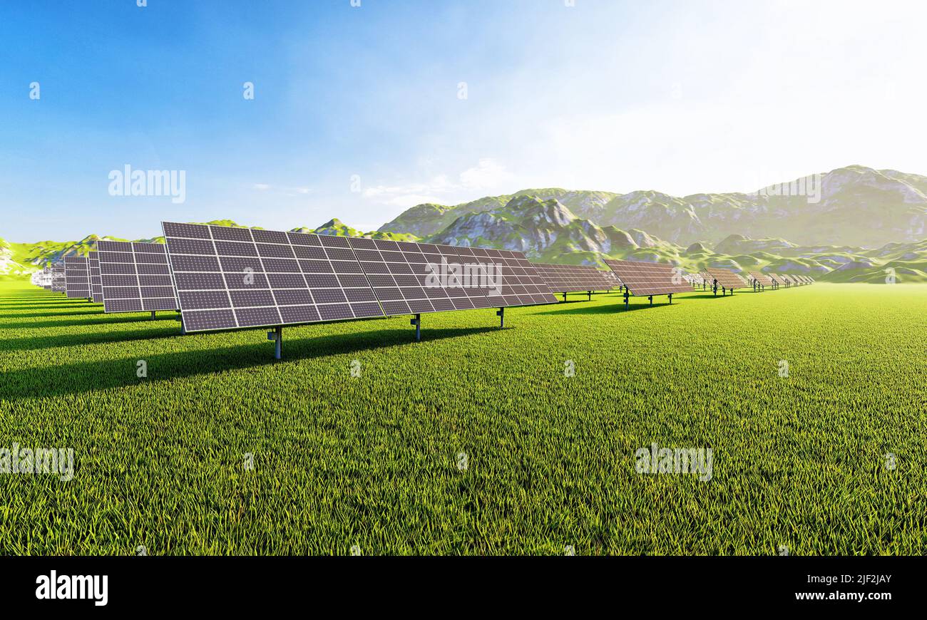 Solar power station with solar panels for producing electric power ...
