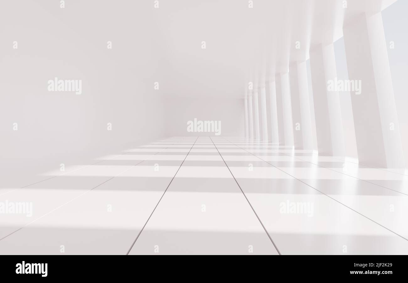 White empty room with light and shadow, 3d rendering. Computer digital ...