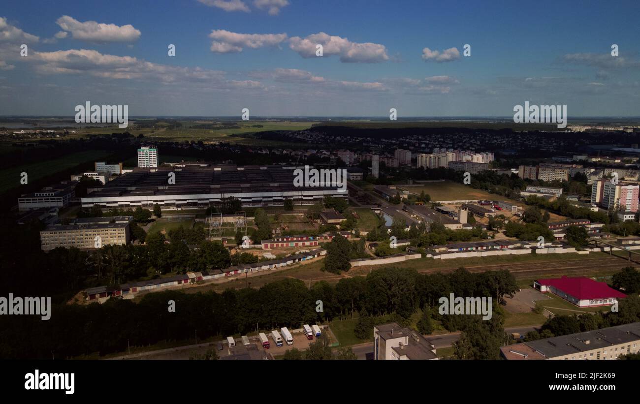 Tranquil suburbs in a big city. Multi-storey buildings and a large ...