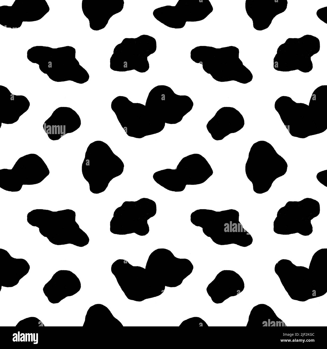 Cow hide seamless pattern. Holstein cattle texture. Cow skin pattern with smooth black and white ...