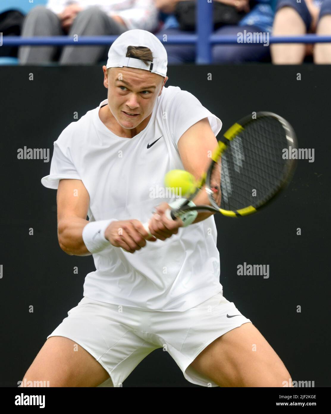 Holger Rune (Denmark) playing on centre court in the first round at the ...