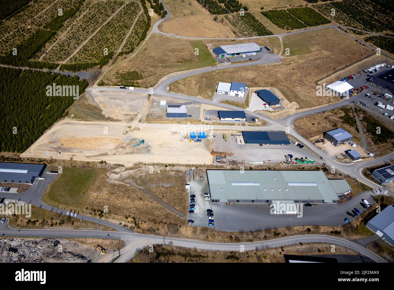 Aerial view, Bad Fredeburg, construction sites in the Hochsauerland ...