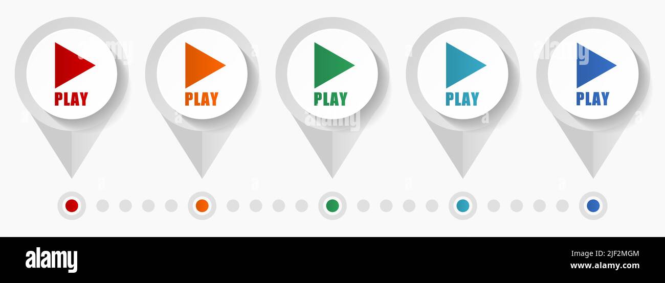 Play concept vector icons, editable infographic template, set of ...