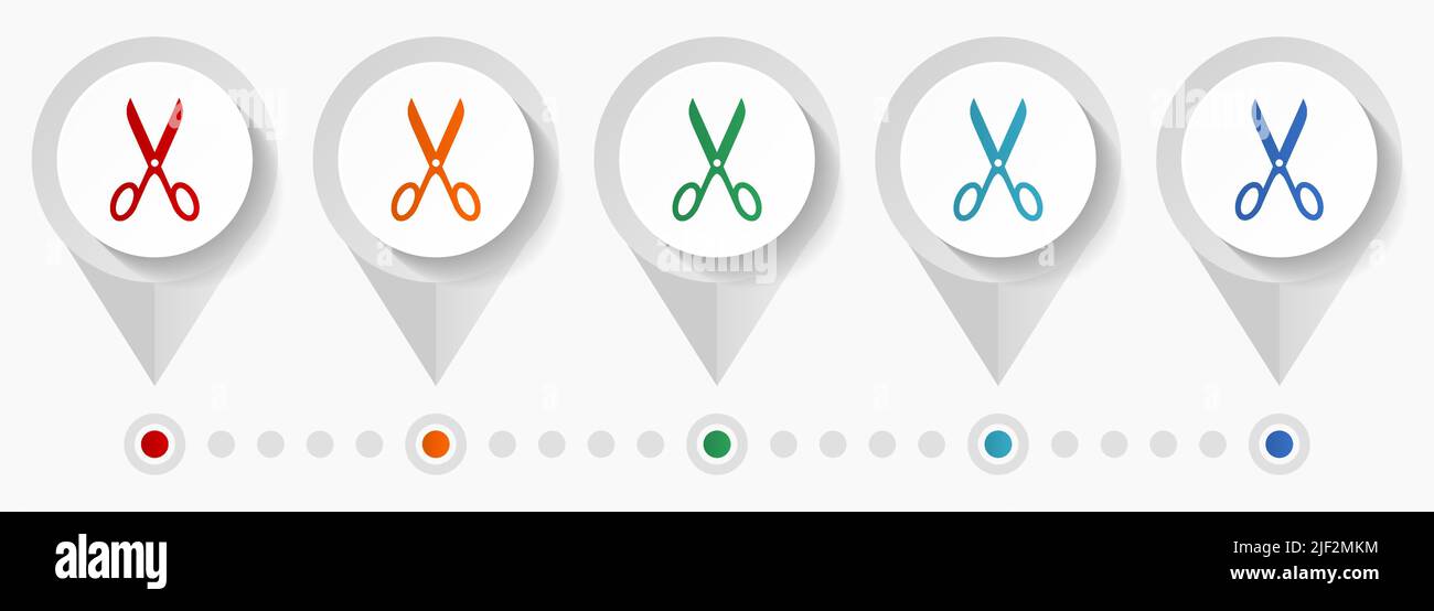 Scissors concept vector icons, editable infographic template, set of ...