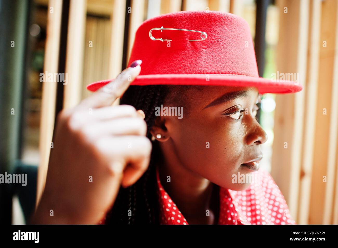 Close up portrait of pretty braids business african american lady ...