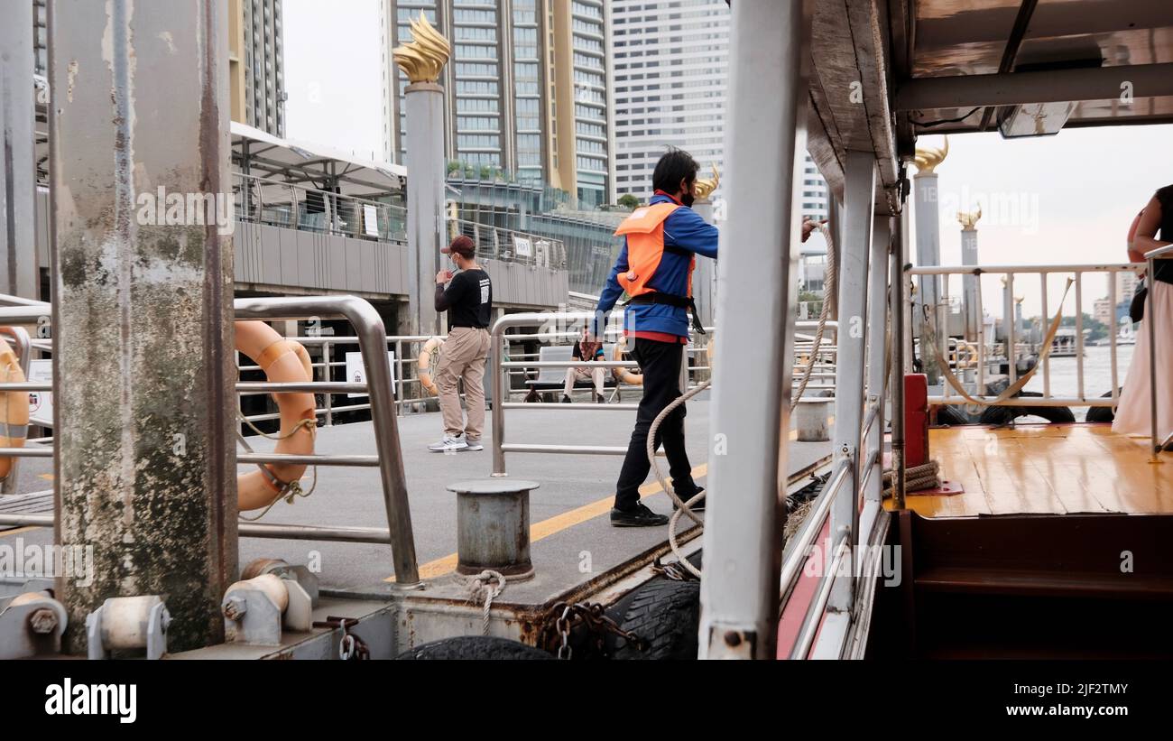 Chao Phraya River Express Boat Pier Bangkok Thailand Stock Photo - Alamy