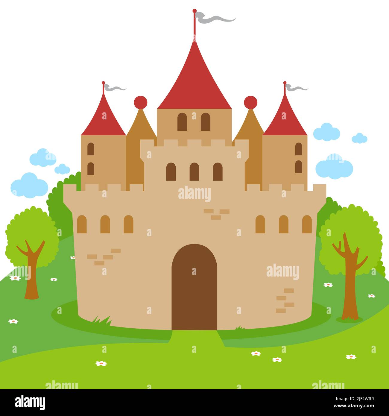 Fairy tale castle in a beautiful landscape with trees Stock Photo - Alamy