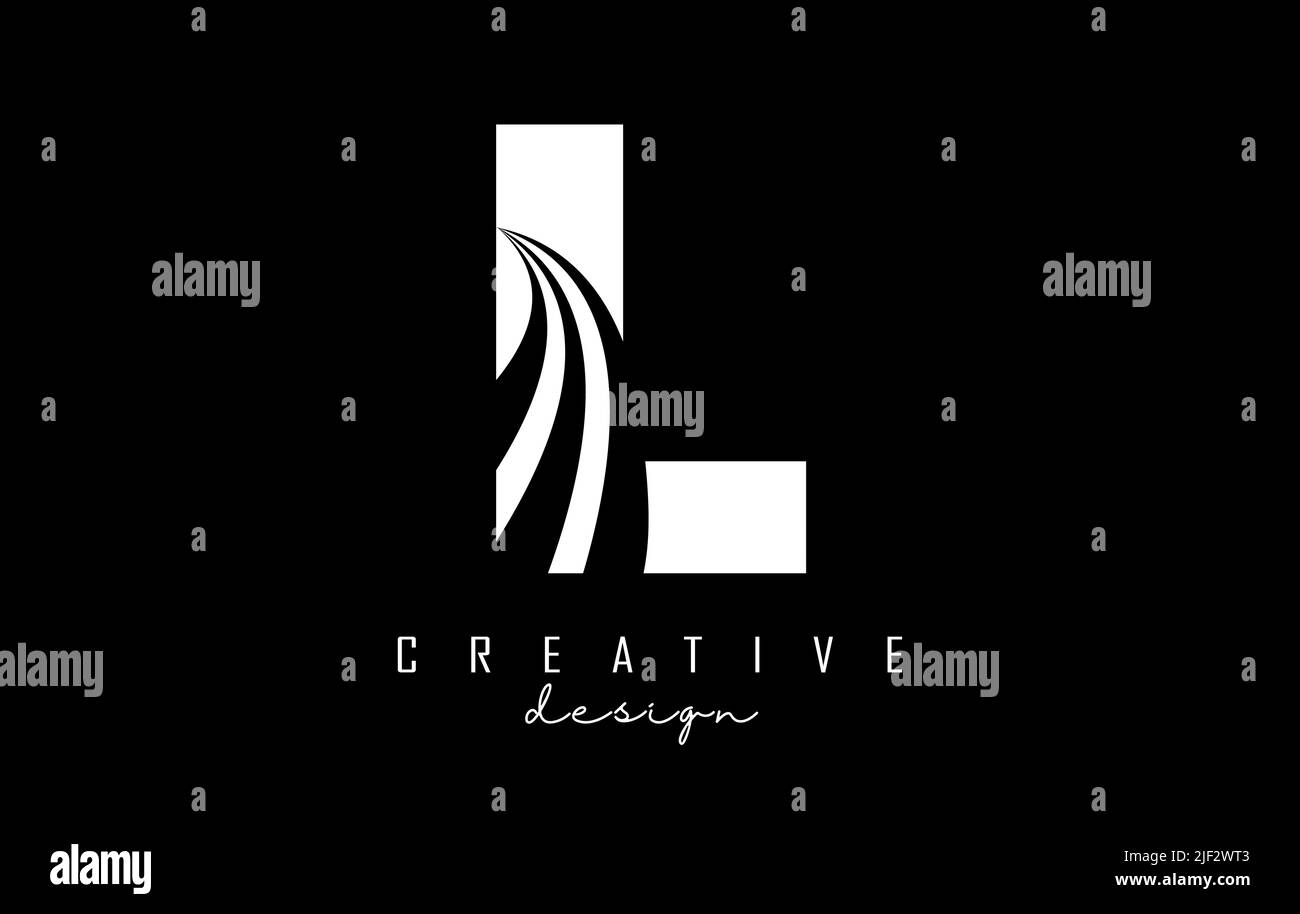 White letter L logo with leading lines and road concept design. Letter ...