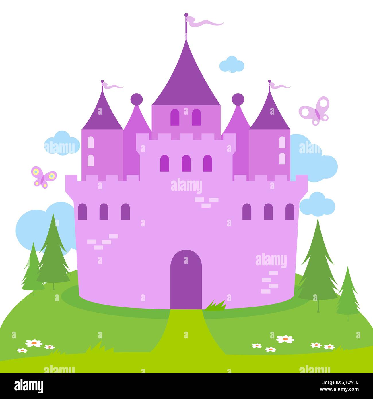 Fairy tale castle in a beautiful landscape with trees Stock Photo - Alamy