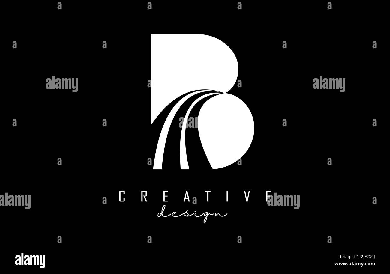 White letter B logo with leading lines and road concept design. Letter ...