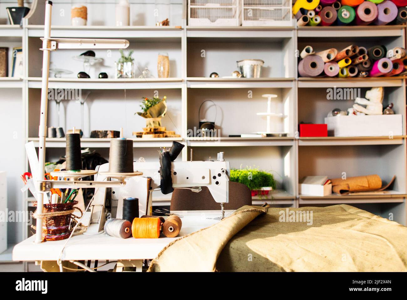 Interior of sewing workshop Stock Photo - Alamy