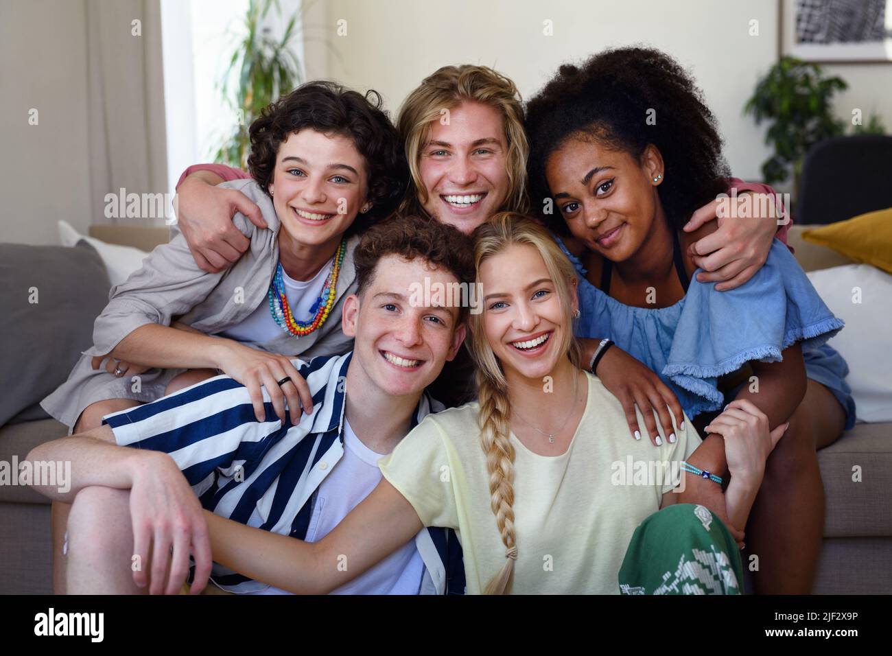 Portrait of diverse group of friends with mixed races having fun ...