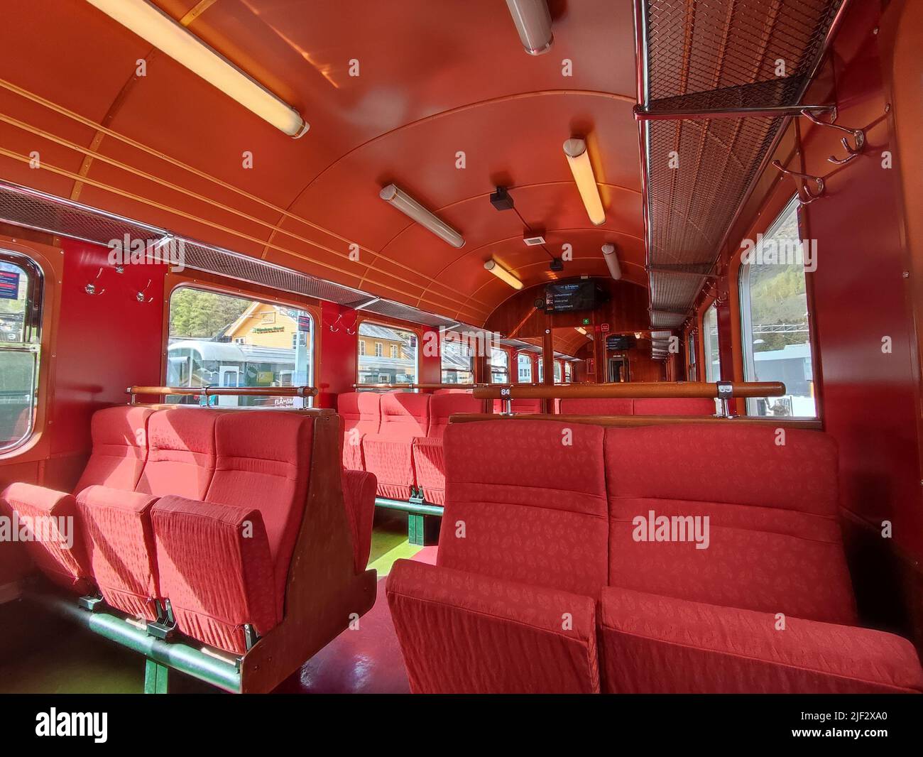 Flam railway, Norway: 3 May 2022: Inside the Flam train Stock Photo - Alamy