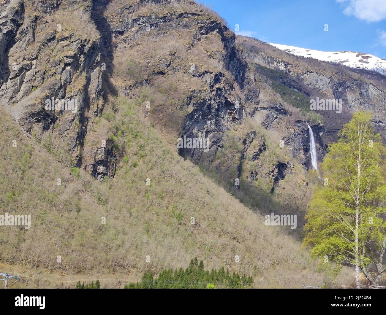 Rjoandefossen waterfall in may, Flam, Norway Stock Photo - Alamy