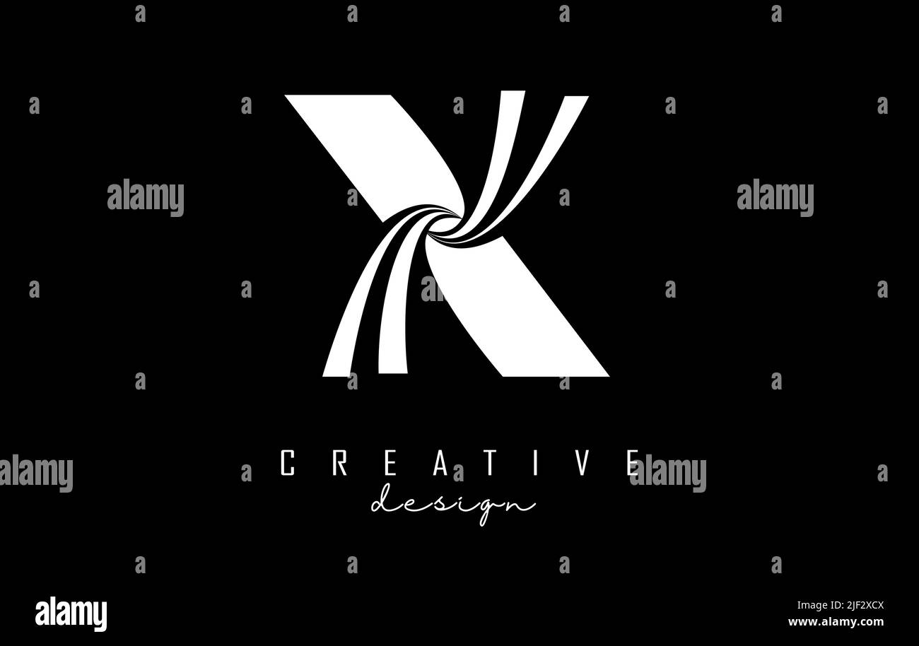 White letter X logo with leading lines and road concept design. Letter ...