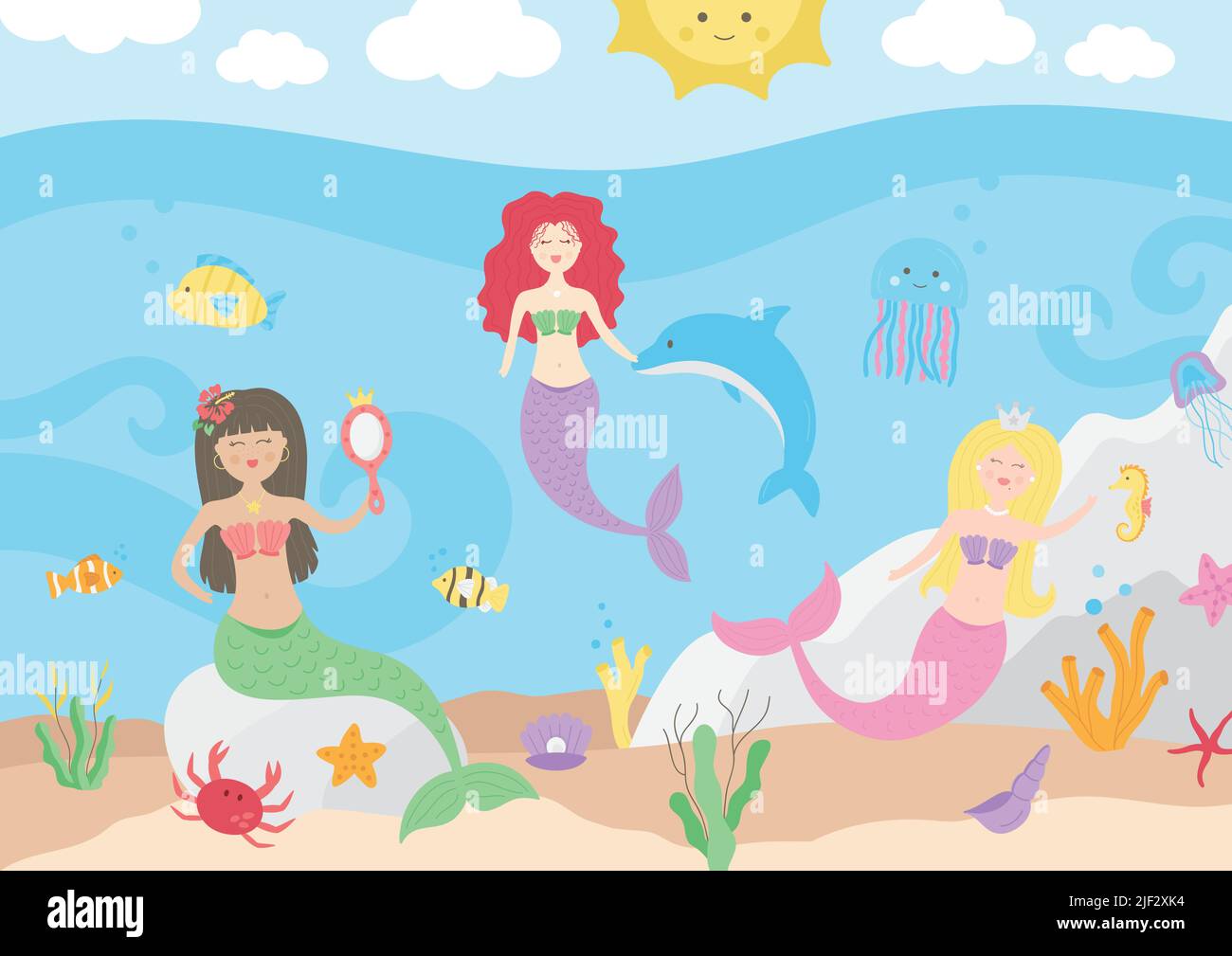Mermaid under the sea illustration hi-res stock photography and images ...