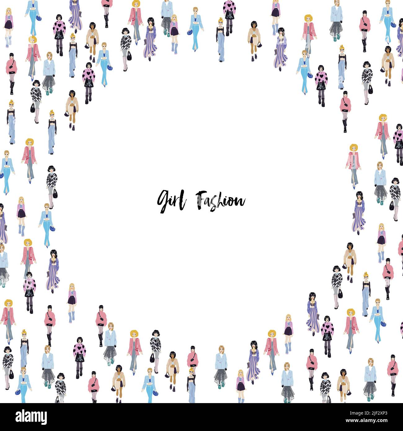 Women in trendy clothes. Fashion vector frame Stock Vector Image & Art ...