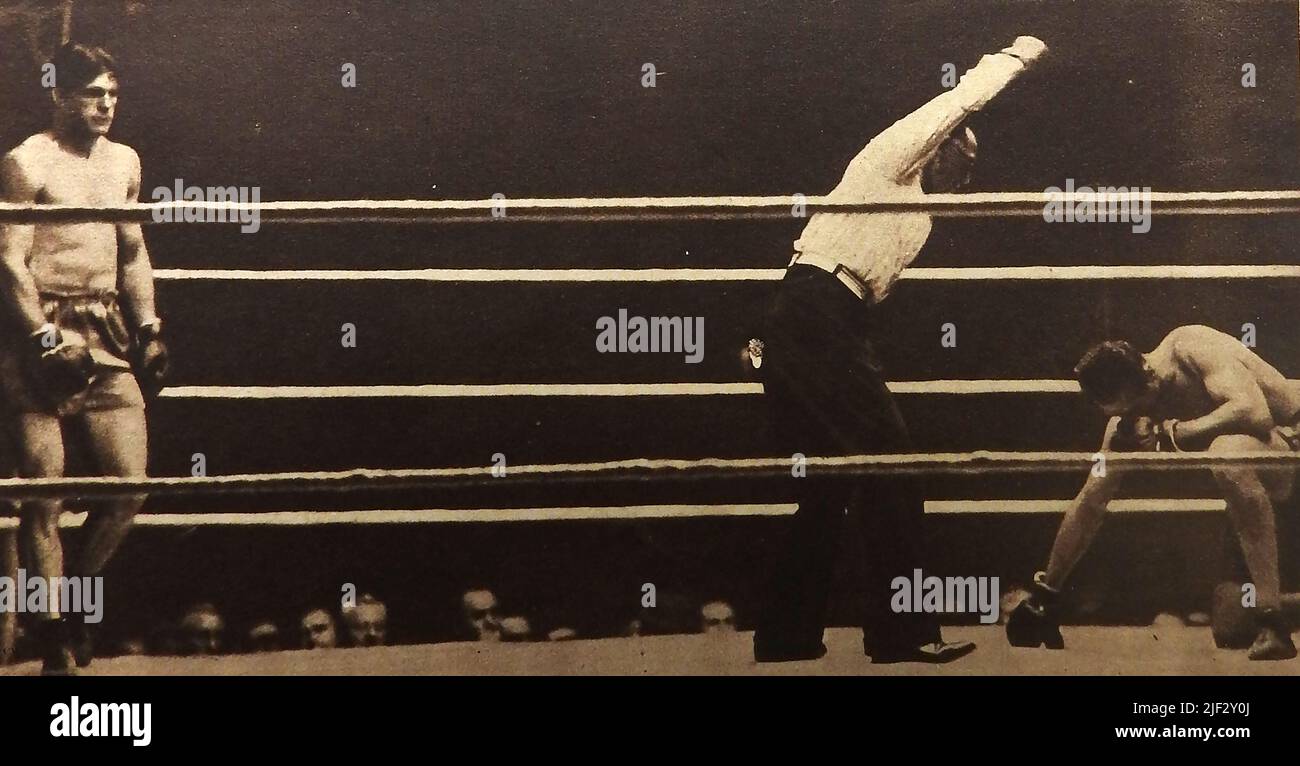 1930 World boxing championship - Phil Scott is counted out having being ...