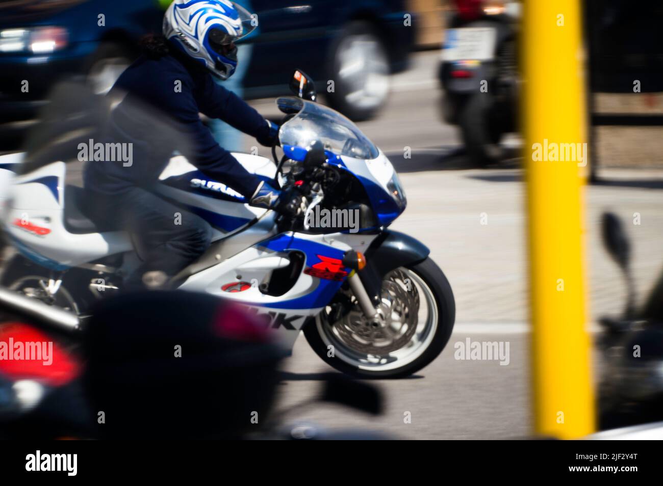 Classic fast track motor bike. Suzuki GSX R Stock Photo - Alamy