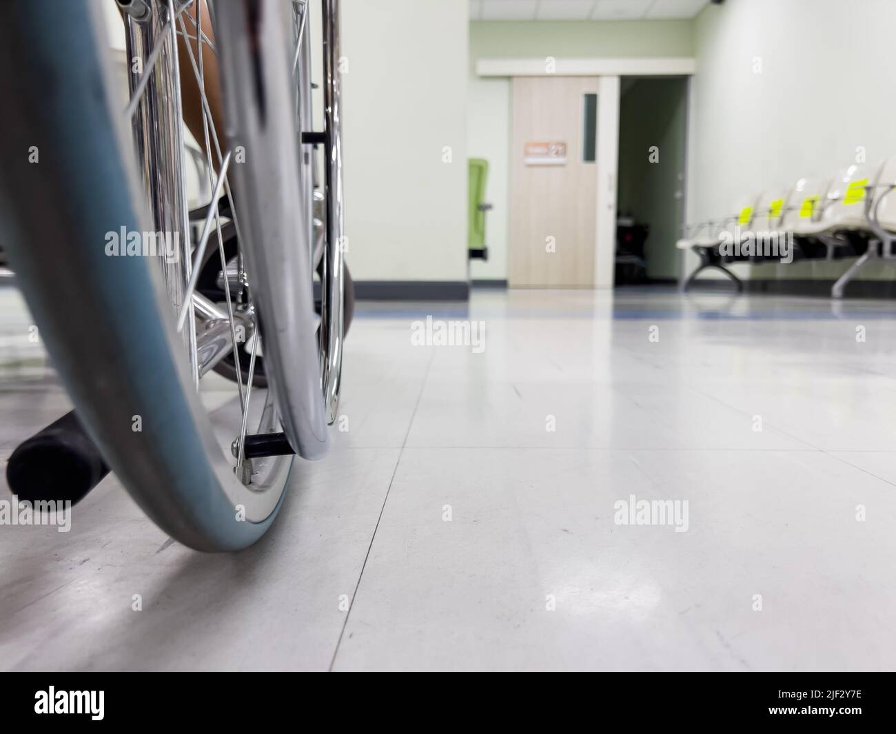 wheel of wheelchair inside the hospital (Soft focus Stock Photo - Alamy