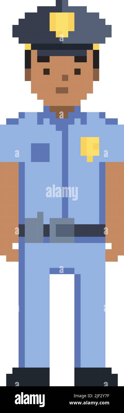 Policeman pixel game style illustration. Cop vector pixel art design. 8 ...