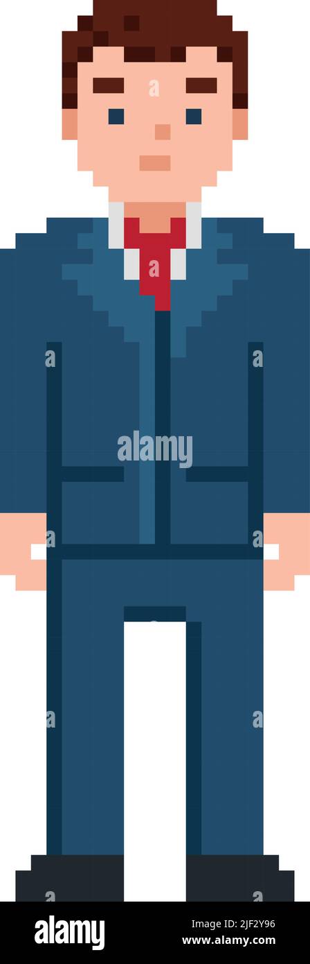 Office man pixel game style illustration. Businessman isolated on white ...