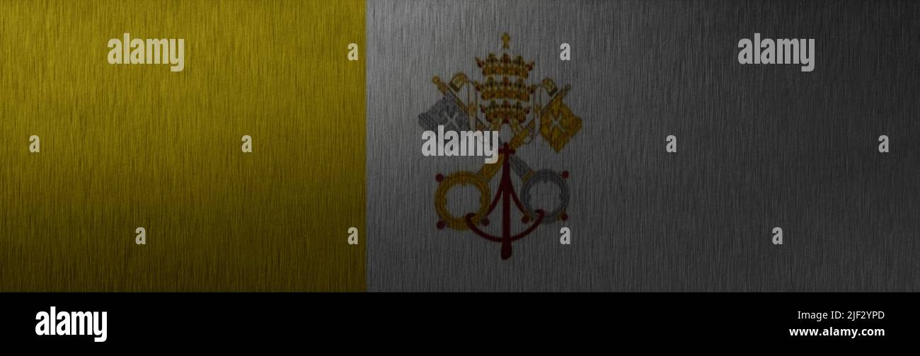 Banner of grunge Vatican flag. Dirty Vatican flag on a metal surface ...