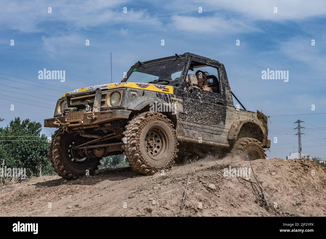 Old japan 4x4 suv in the offroad track. Suzuki Samurai SJ413 Stock ...