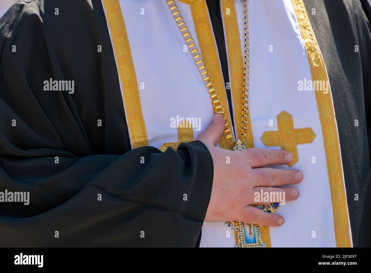 Orthodox Christian priest after crossing and praying Stock Photo - Alamy