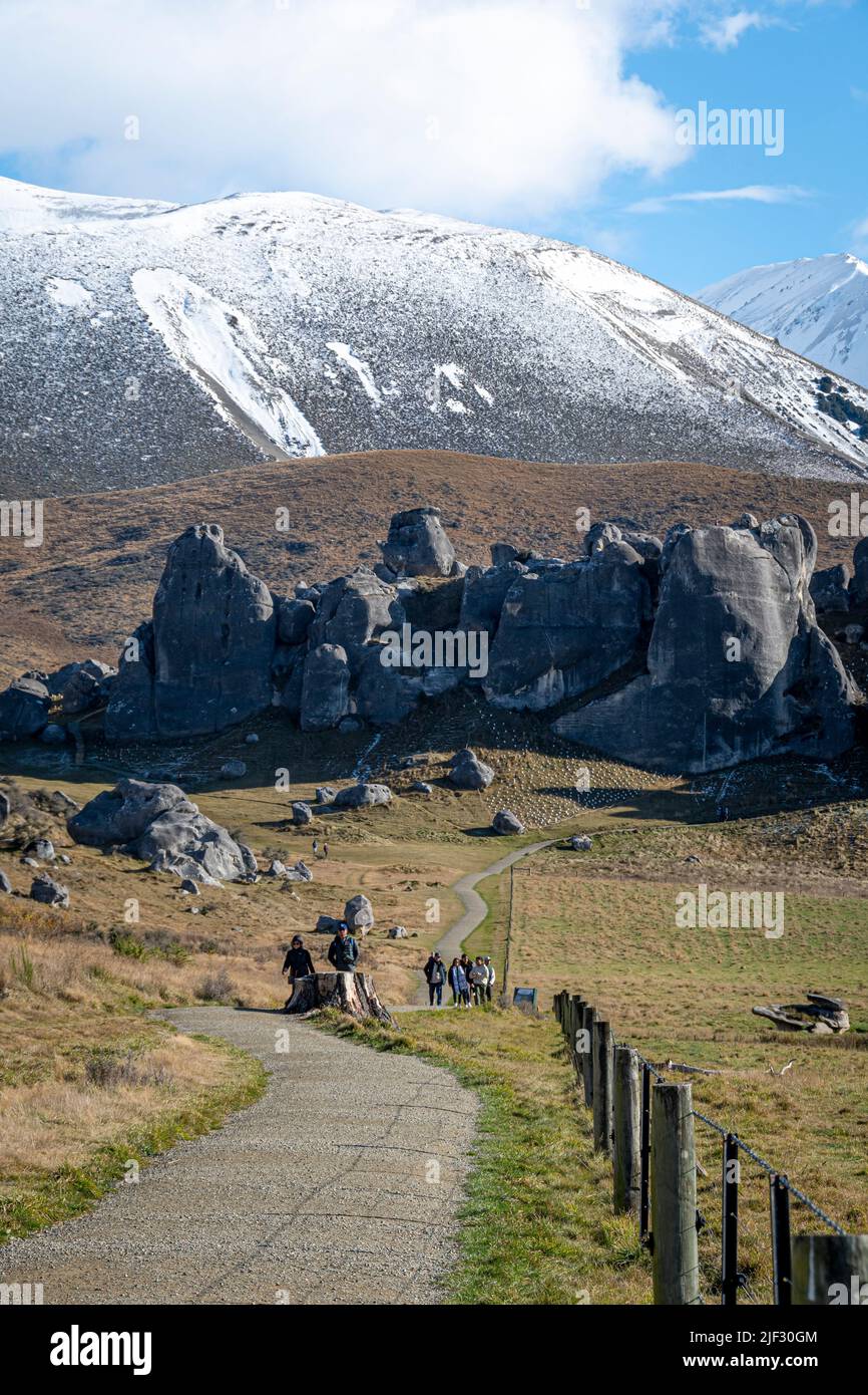 Limestone rock formations, Castle Hill, Canterbury, South Island, New ...