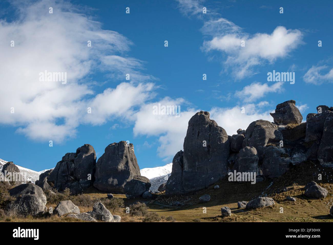 Limestone rock formations, Castle Hill, Canterbury, South Island, New ...