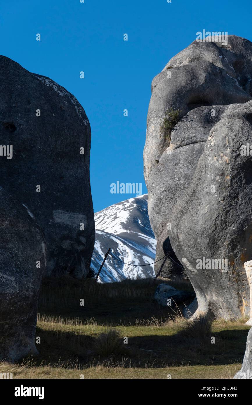 Limestone rock formations, Castle Hill, Canterbury, South Island, New ...