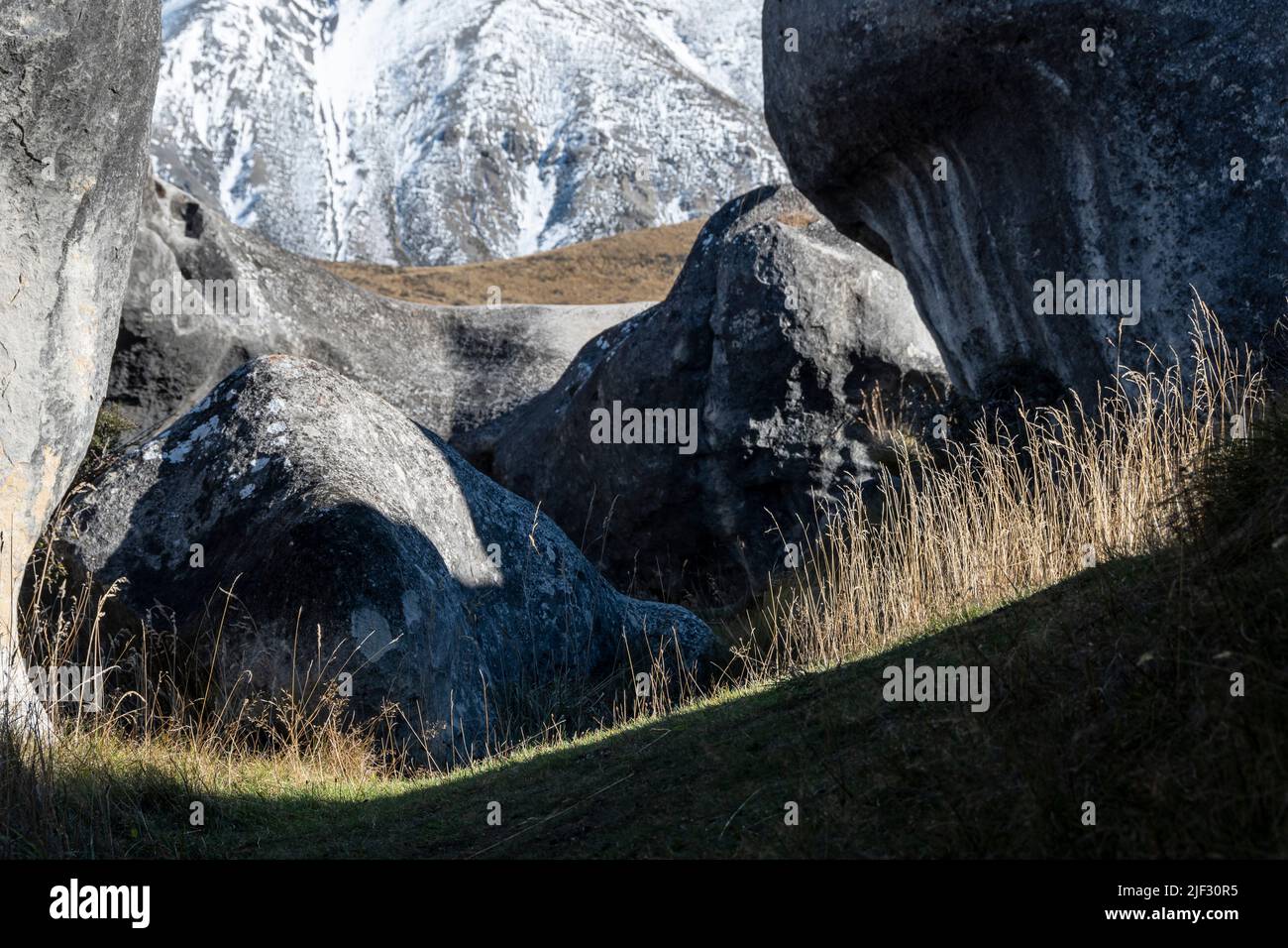 Limestone rock formations, Castle Hill, Canterbury, South Island, New ...