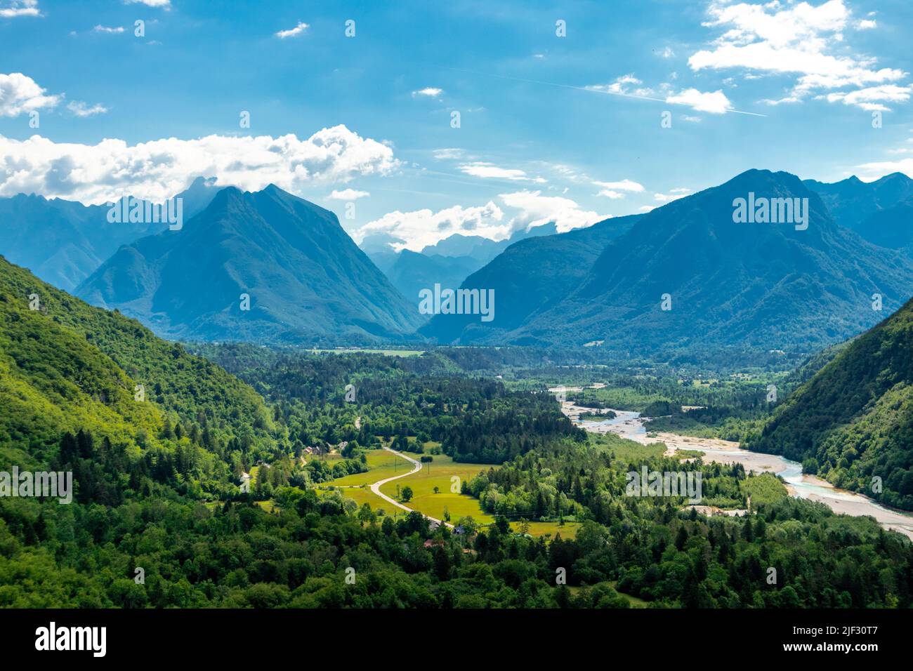 Hike to the Boka Waterfall in the Soca Valley - Bovec - Slovenia Stock ...